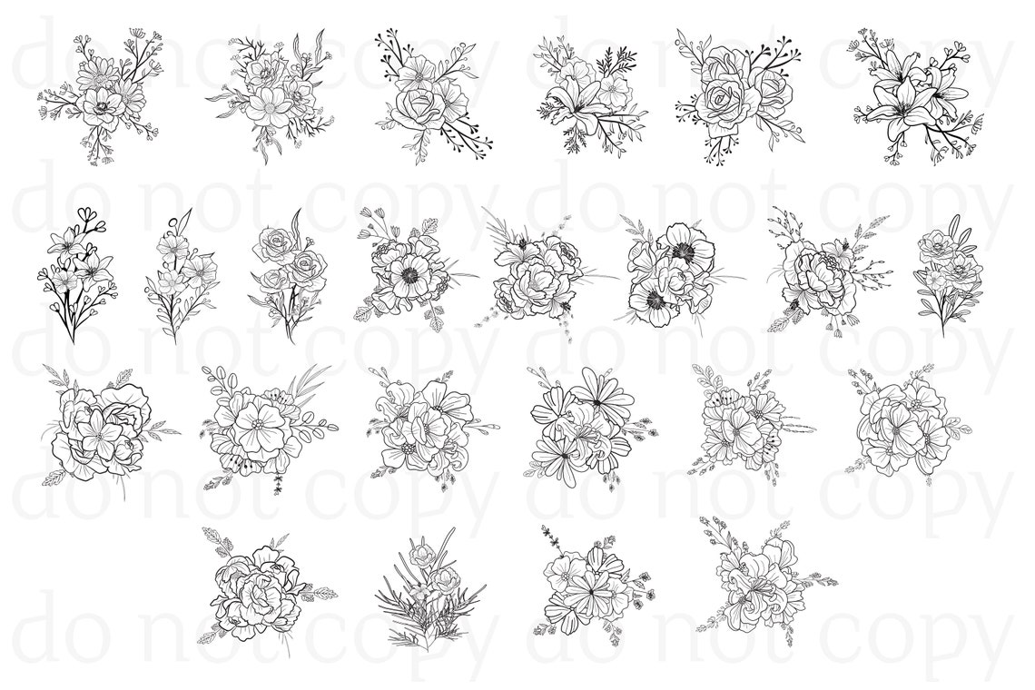 50 Flower Bouquet Svg Bundle, Bouquet Svg, Flower Svg, Flower Bouquet ...