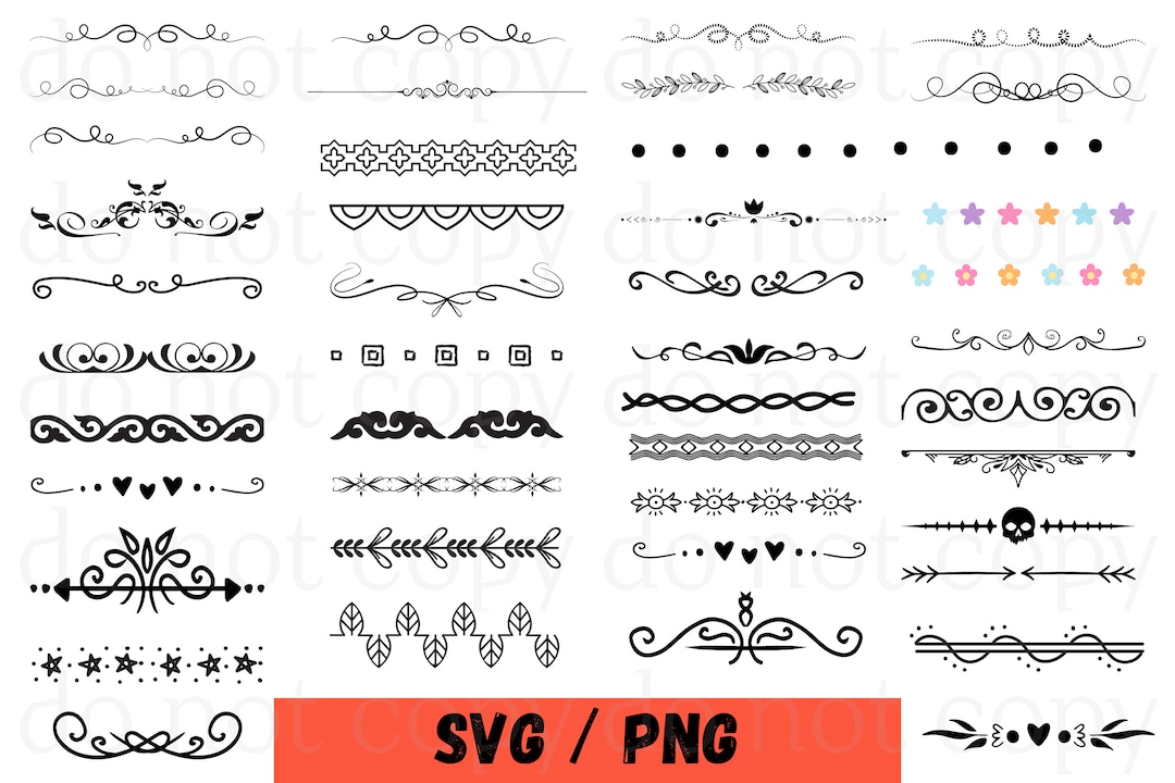 Decorative Borders, SVG, PNG, Digital Cut File, Commercial Use, Instant ...