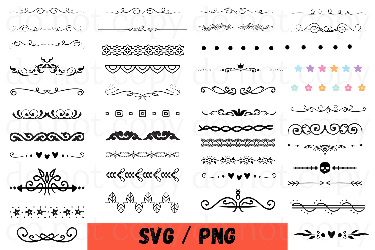 Decorative Borders, SVG, PNG, Digital Cut File, Commercial Use, Instant ...
