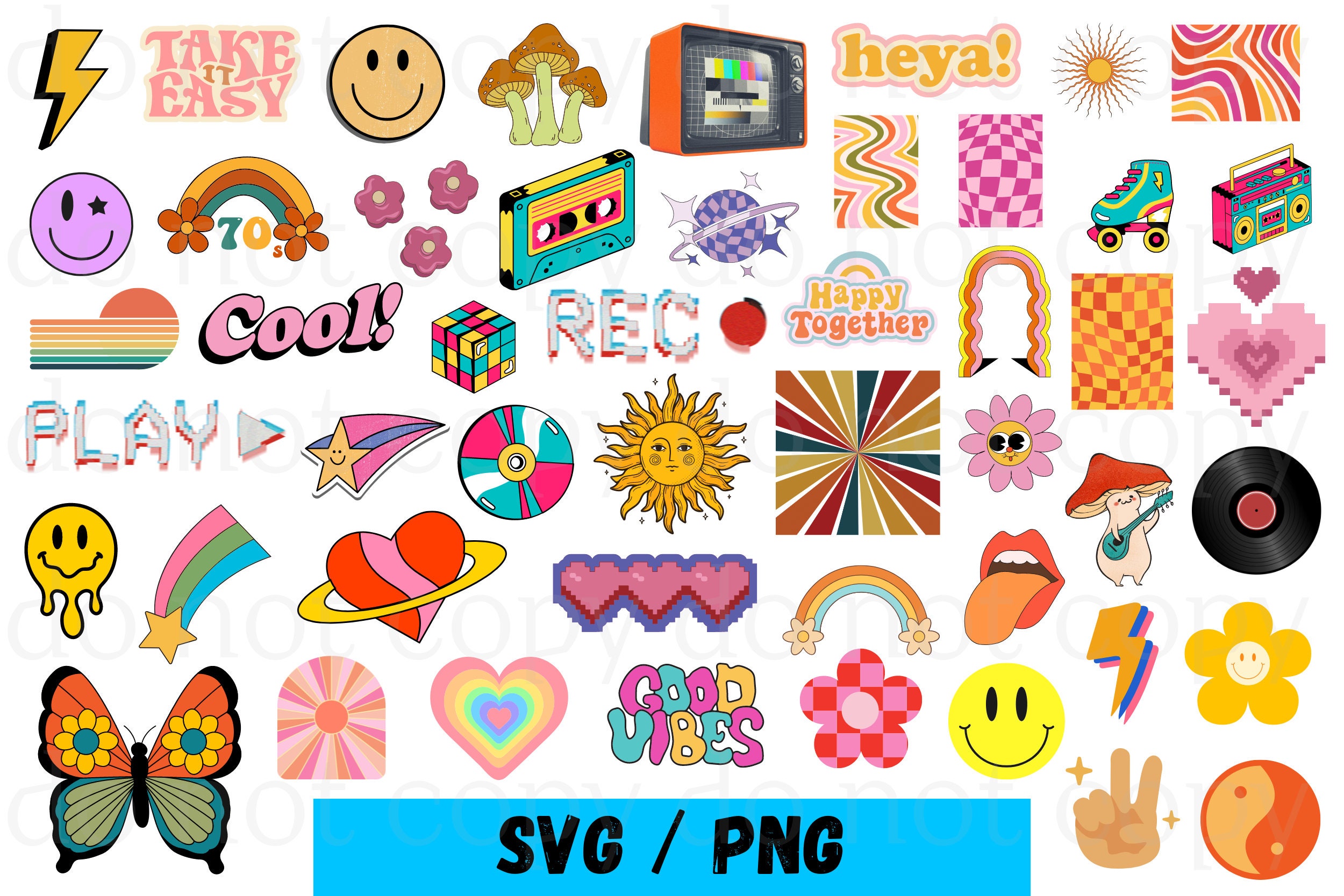 Boho Hippie Svg, Boho Hippie Clipart, Groovy Svg, Retro Svg, Retro ...