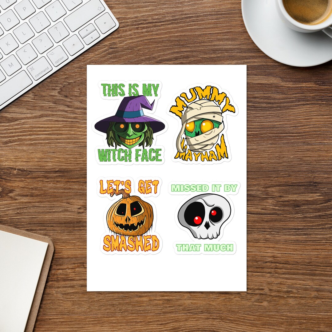 Sticker Sheet Halloween Witch Mummy Skeleton Pumpkin - Etsy
