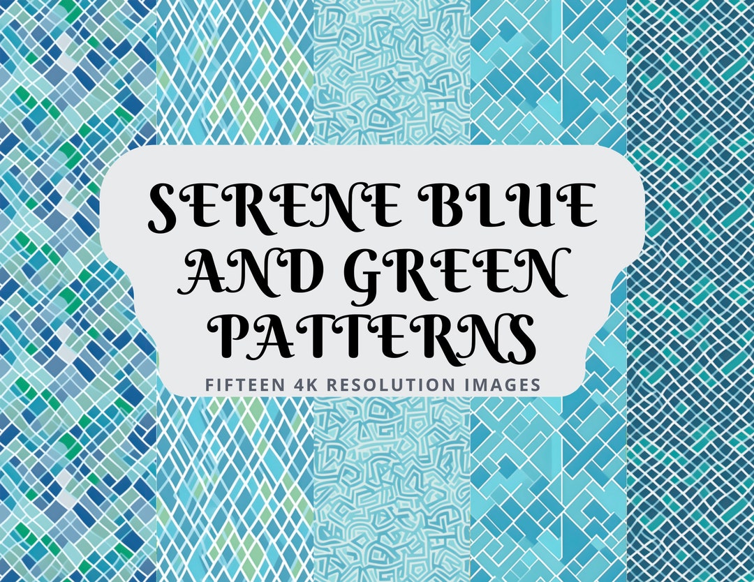 Serene Blue and Green Digital Paper Set, Seamless Textures, Abstract ...