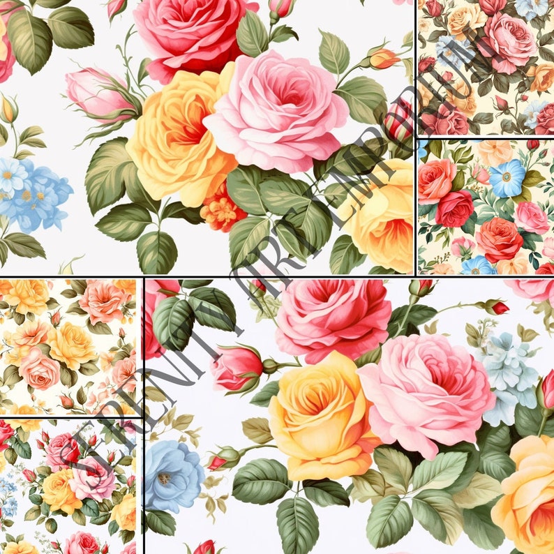 16 Seamless Rose Patterns in Png Format for Commercial Use - Etsy