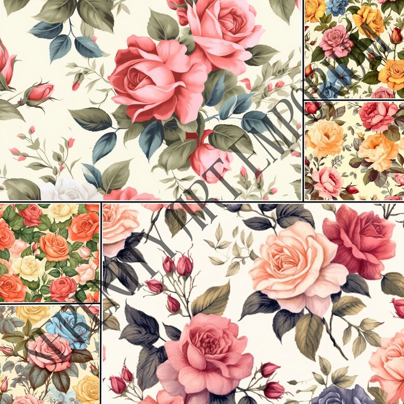 16 Seamless Rose Patterns in Png Format for Commercial Use - Etsy