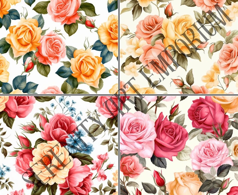 16 Seamless Rose Patterns in Png Format for Commercial Use - Etsy