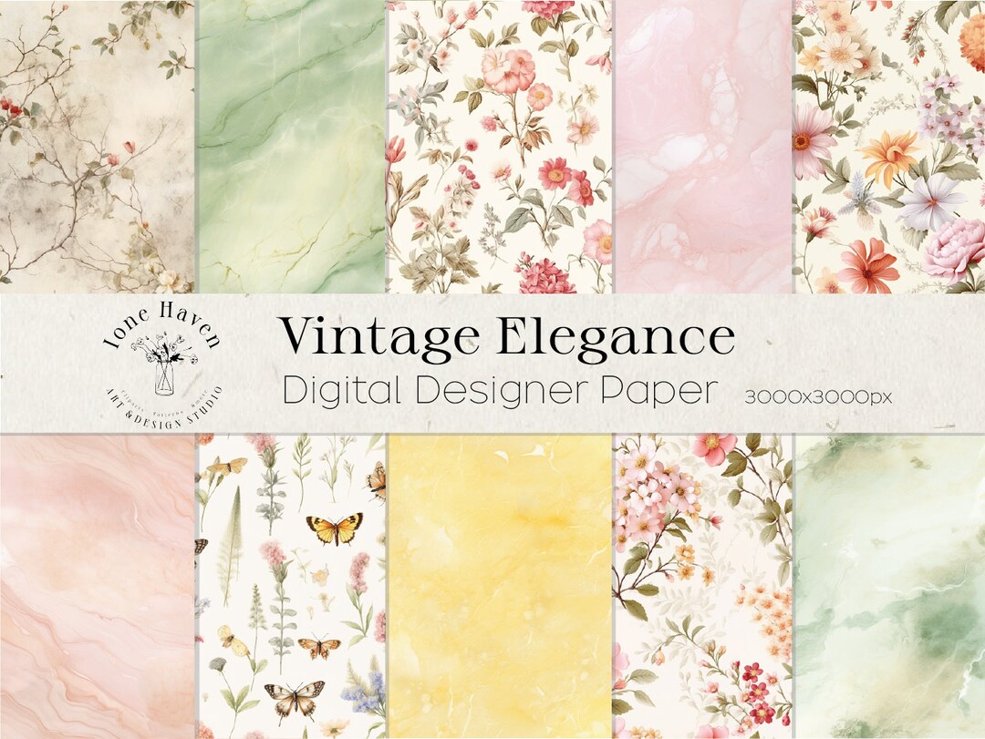 Vintage Elegance Digital Papers Scrapbook Papers Seamless - Etsy