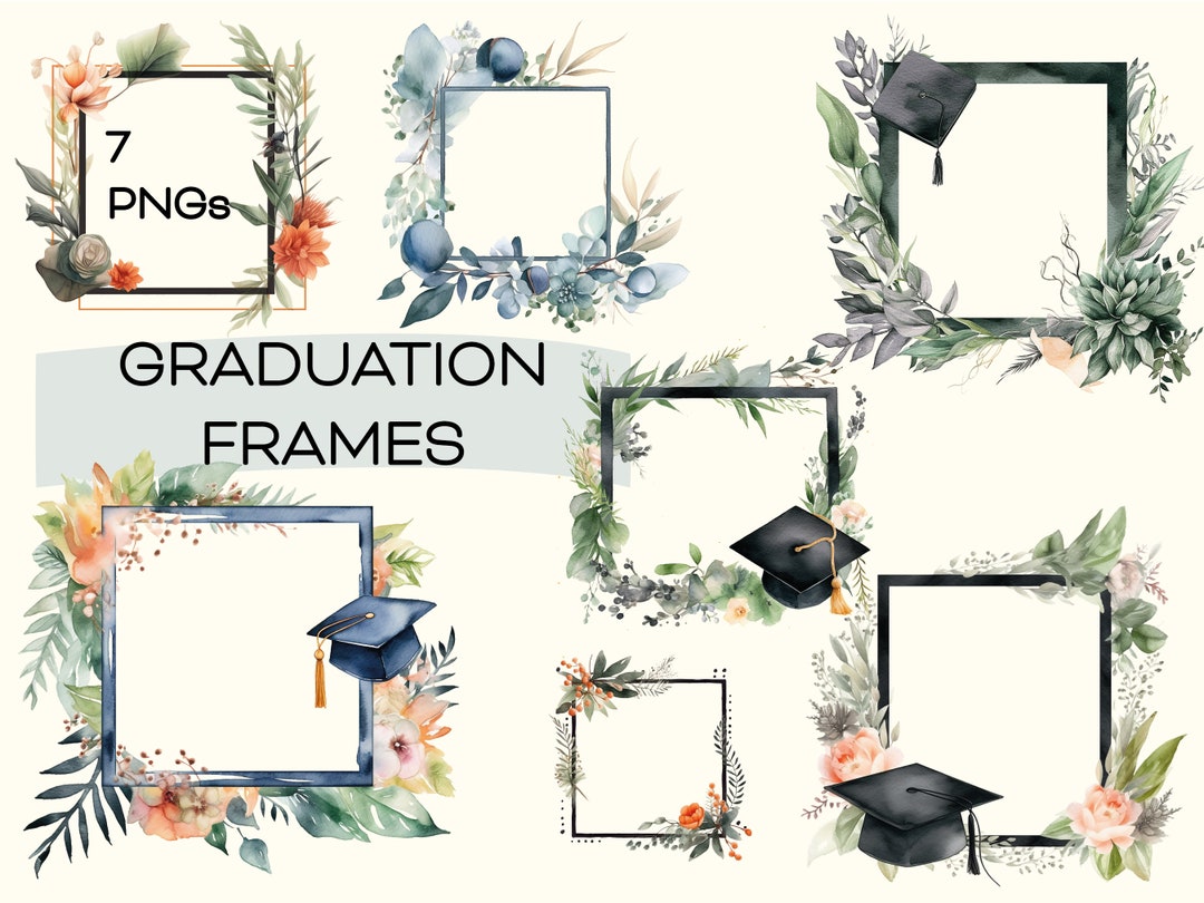 7 Pngs Transparent Background Graduation Frames Wreaths - Floral ...