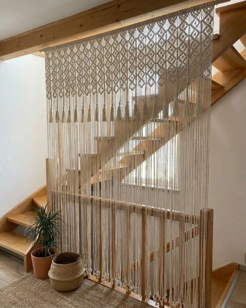 Handmade Macrame Curtain, 100% Cotton Boho Room Divider - Etsy