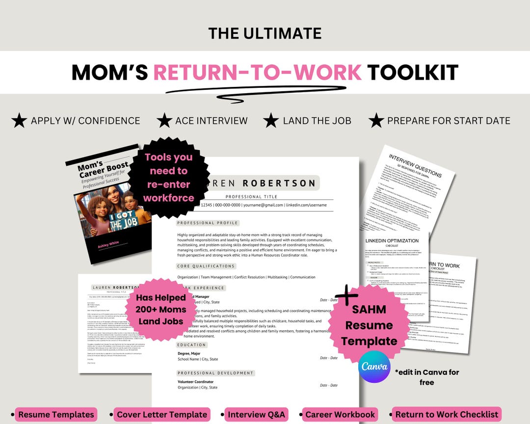 Mom's Return to Work Toolkit | Resume Templates | Cover Letter ...