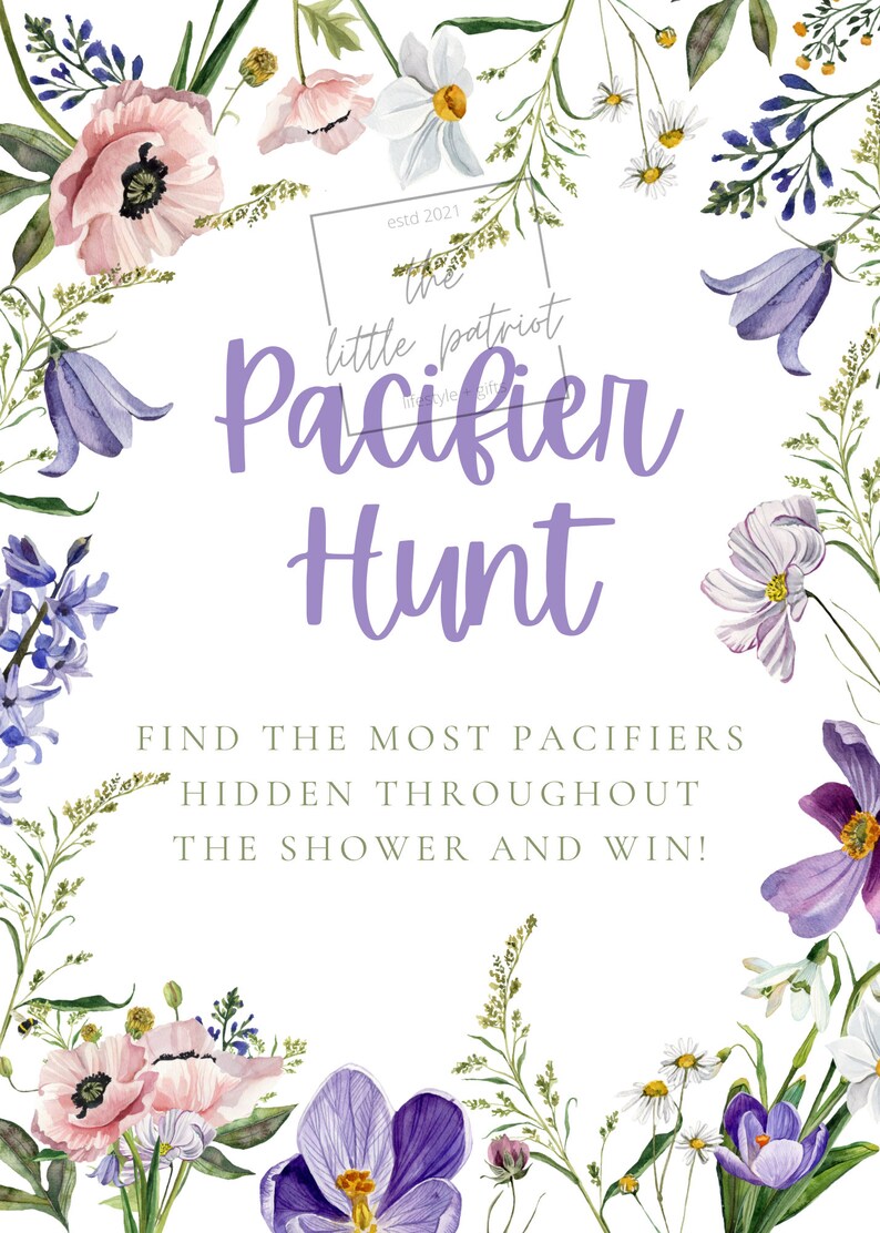 Purple Floral Baby Shower Game Templates & Signs - Etsy