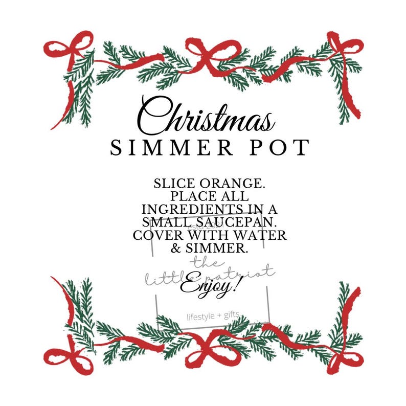 Christmas Simmer Pot Gift Template - Etsy