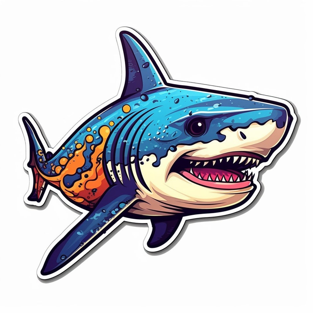 Ocean Bliss Shark Stickers - Vibrant Decals for Surfboards, Laptops ...