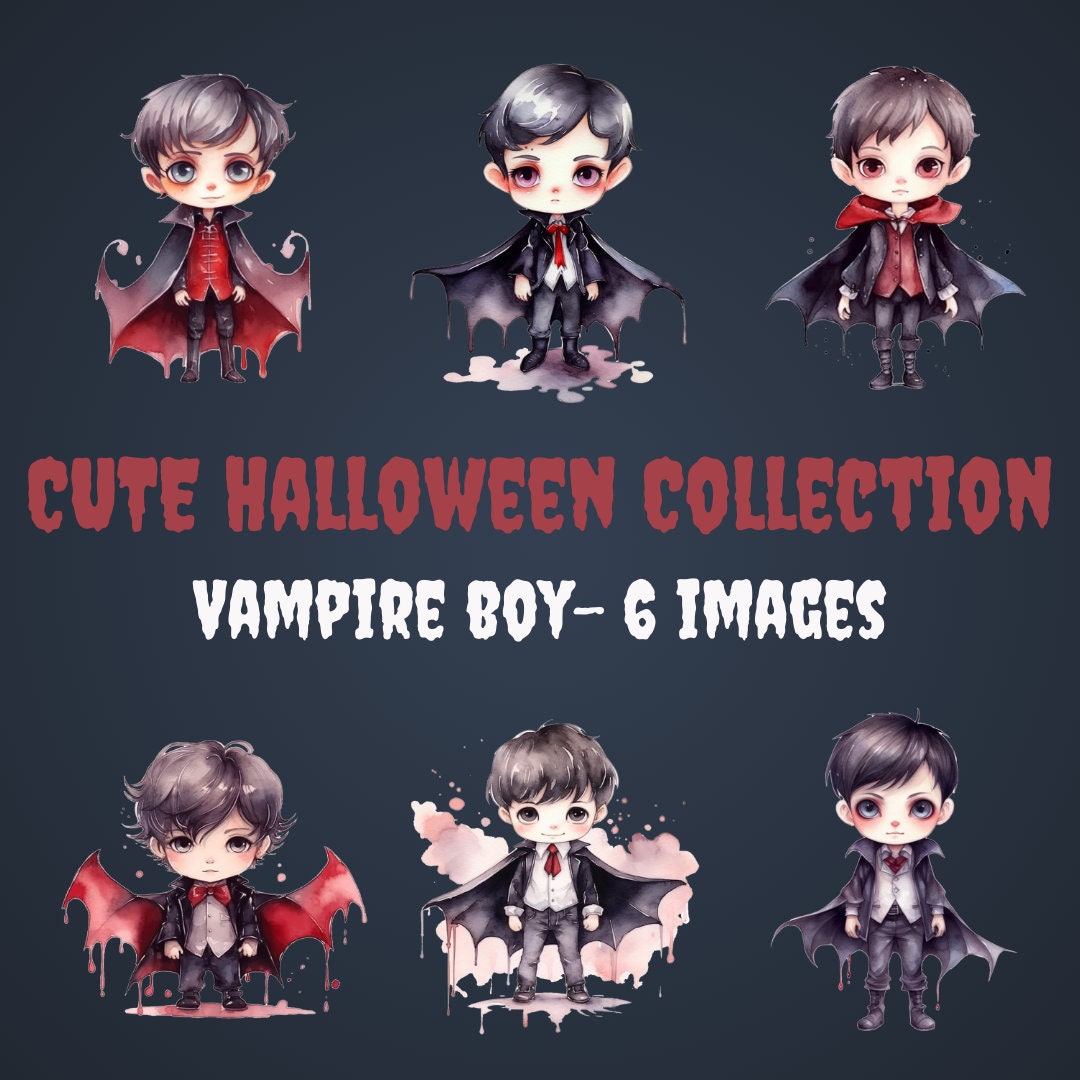 Watercolor Cute Halloween Clipart Vampire Boy Spooky - Etsy