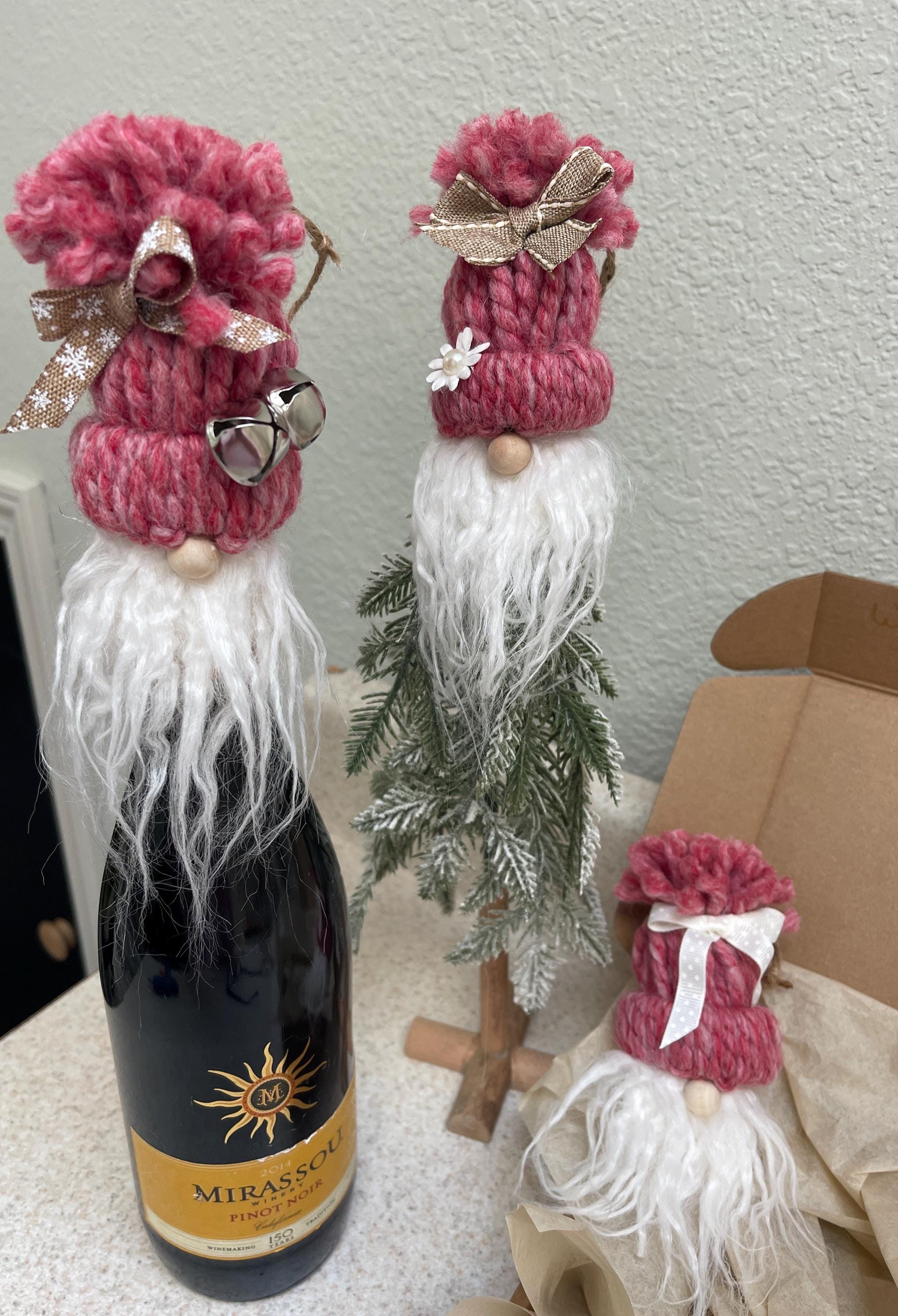 Set of 3 Adorable Handmade Gnome Ornaments or Bottle Toppers. Makes a ...
