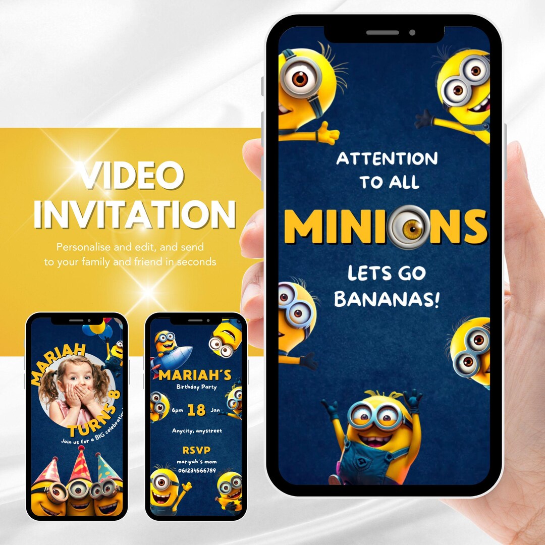 Kinderverjaardag Uitnodigingsvideo Minion Uitnodiging Voor Meisjesfeest ...
