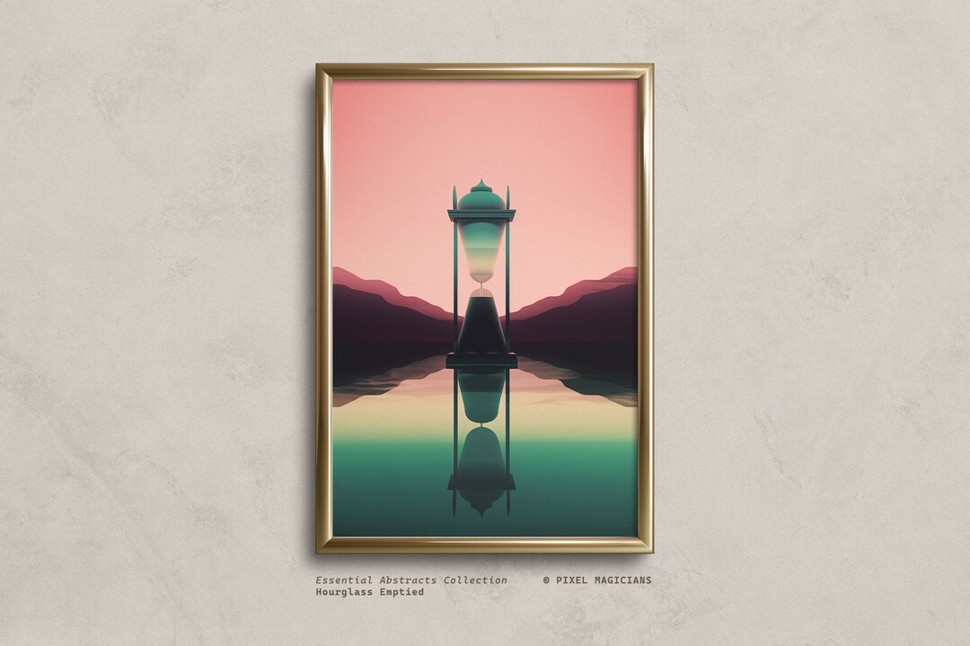 Hourglass Emptied Dali-inspired Minimalist Poster, Surreal Digital Art ...