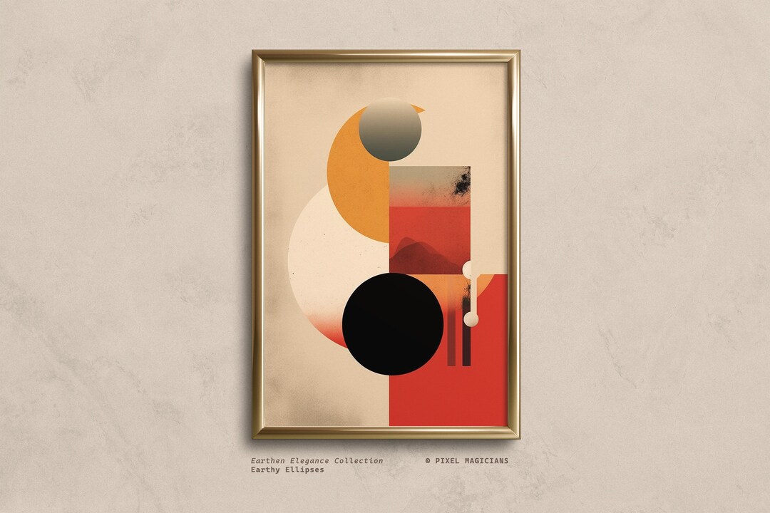 Earthy Ellipses - Abstract Minimalist Graphic Art, Warm Orange and ...
