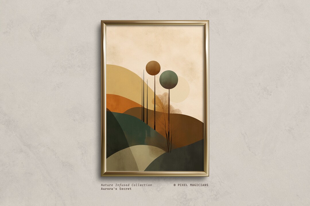 Minimalist Nature-infused Art Poster, Aurora's Secret, Earthy Organic ...
