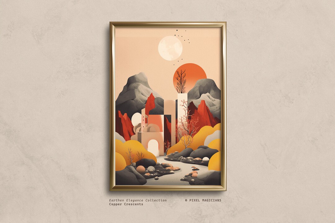 Abstract Mountainscape Art Print: Warm Earth Tones (digital Download ...