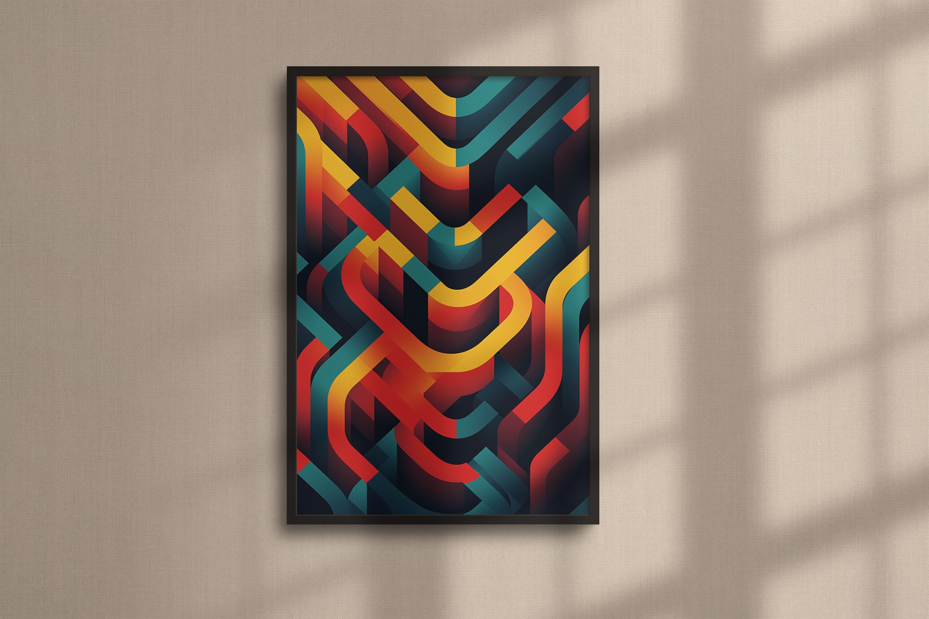 Vibrant Interplay Abstract Digital Art Poster, Colorful Interwoven ...
