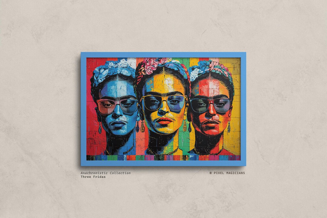 Three Fridas - Vibrant Frida Kahlo Pop Art Digital Print - Warhol ...