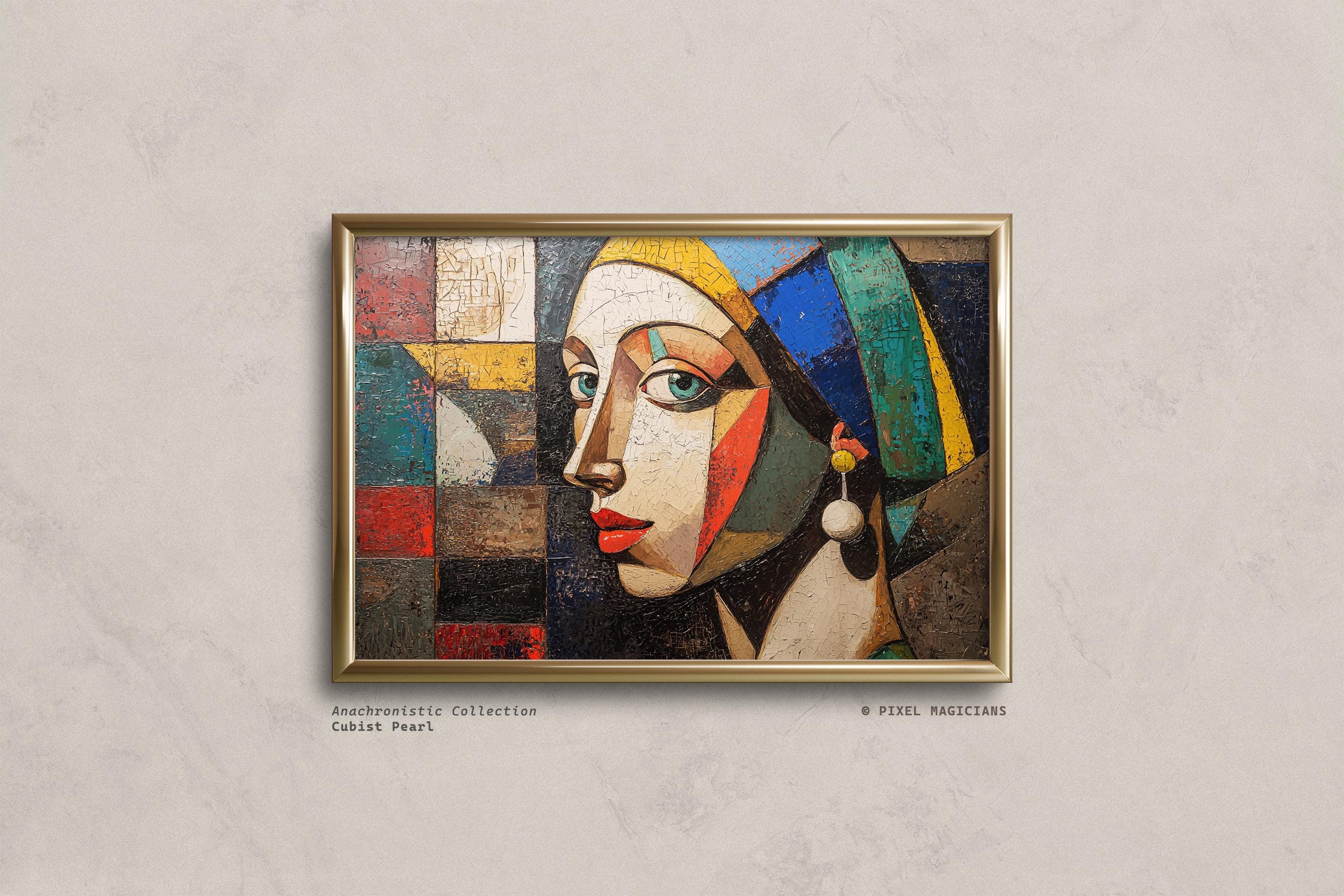 Cubist Girl With Pearl Earring Art Print: Vermeer Picasso Fusion ...