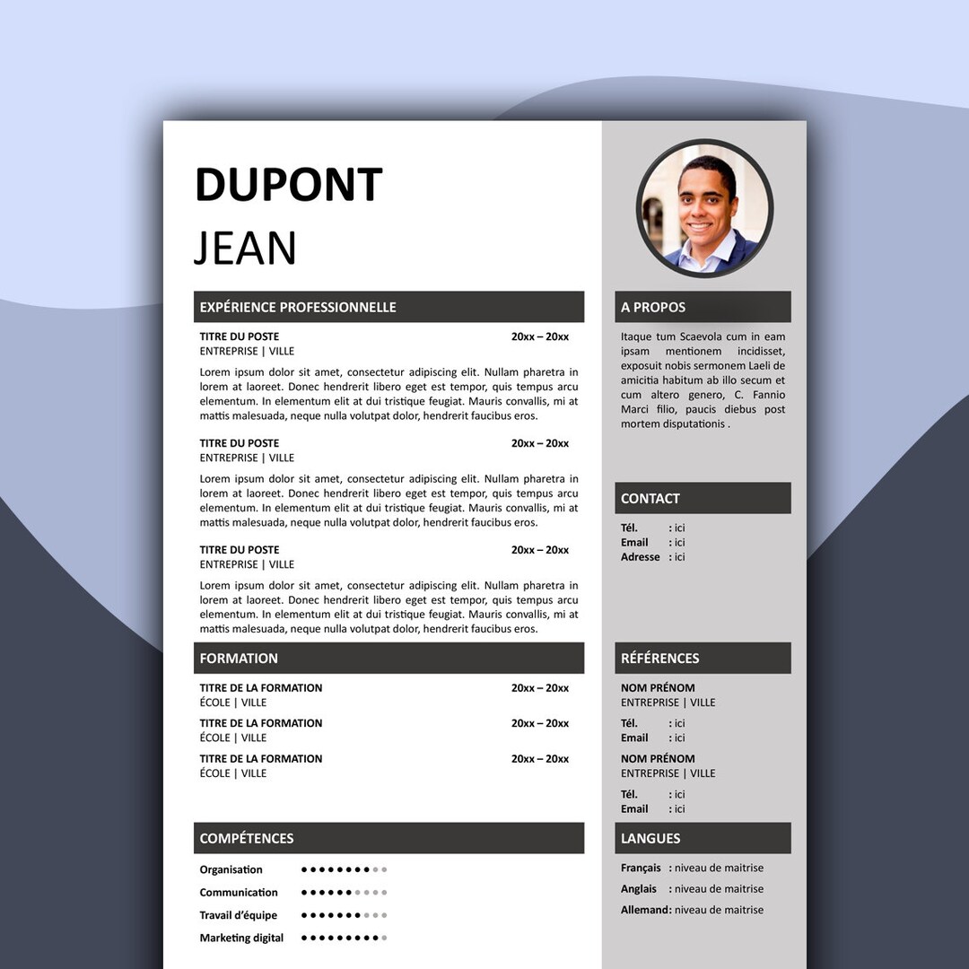 Template Cv Curriculum Vitae Gray and White Word - Etsy