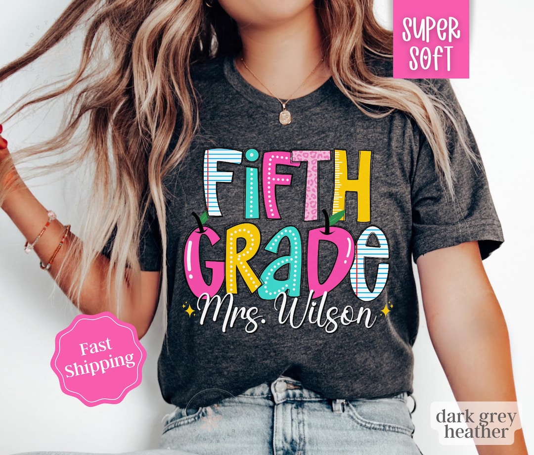 Personalized Fifth Grade Teacher Shirt, Custom Fifth Grade Teacher Team ...