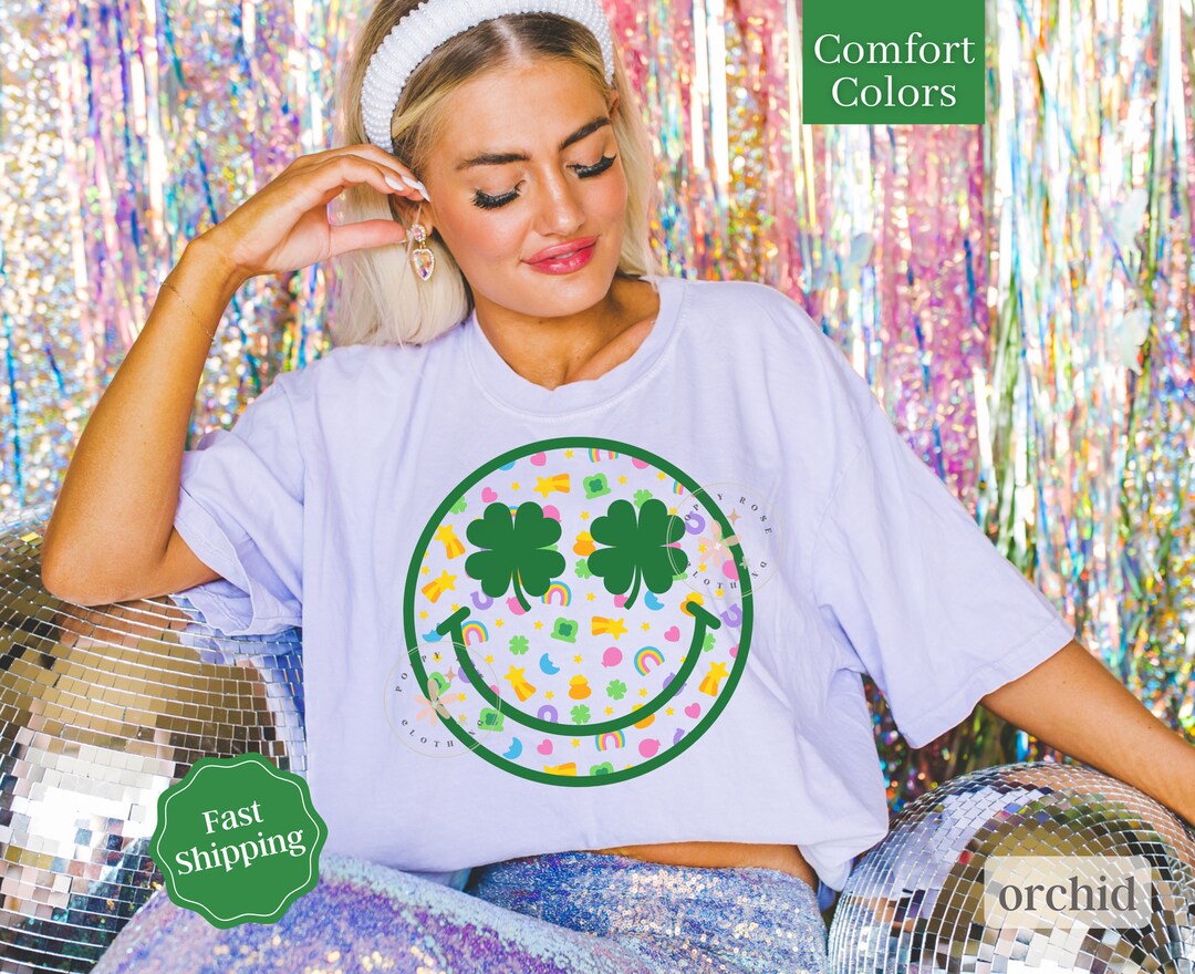 Cute St Patrick Shirt Comfort Colors, Smiley Face St Patricks Day Shirt ...