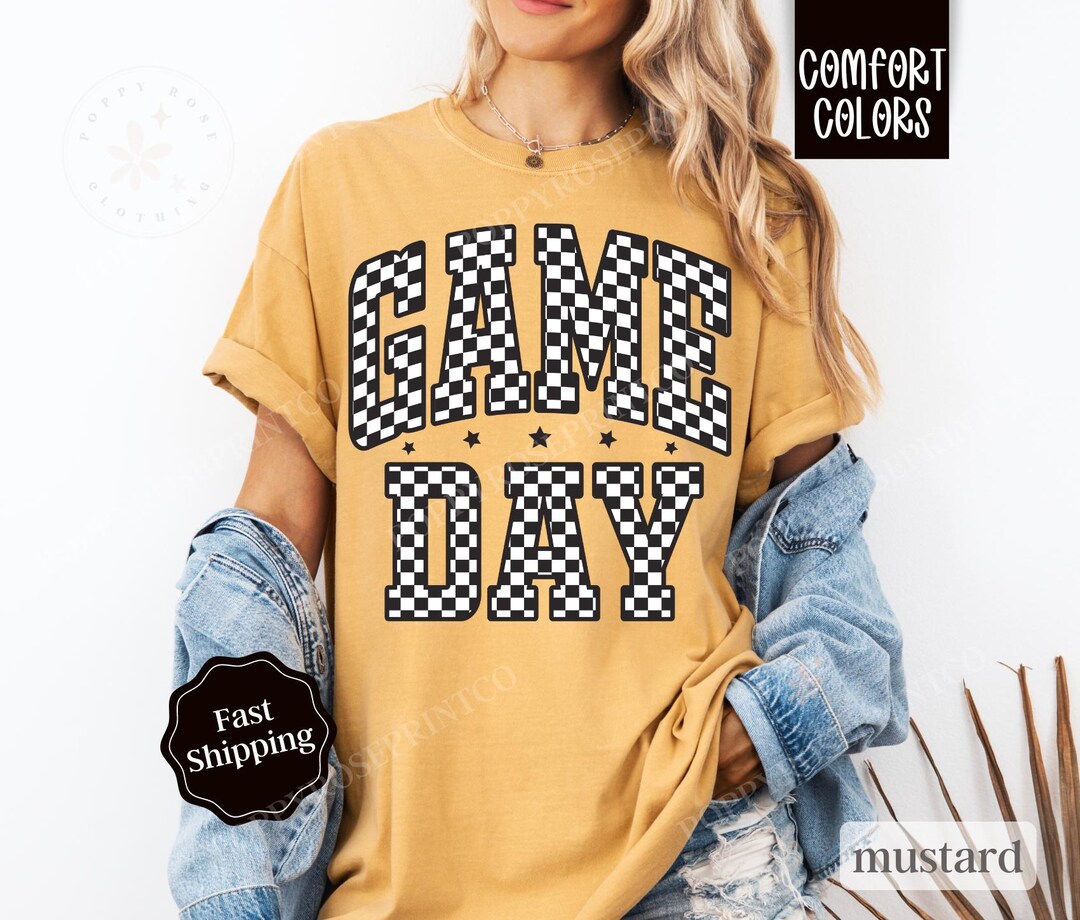 Game Day Checkered Shirt Comfort Colors, Retro Gameday Tshirt, Game Day ...