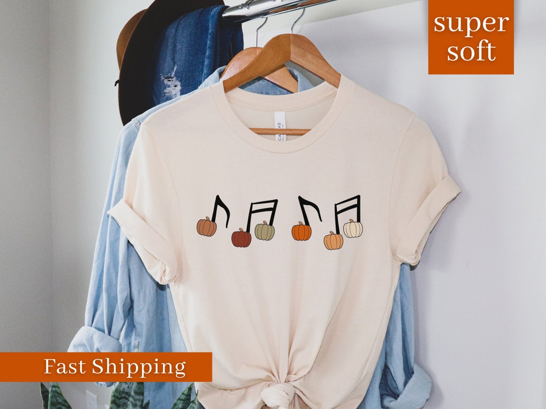 Pumpkin Music Note Shirt, Fall Music Teacher Shirt, Halloween Music ...