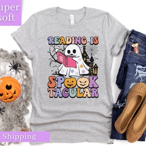 Ghost Reading Shirt, Teacher Halloween Shirt, Teacher Shirt, Halloween ...