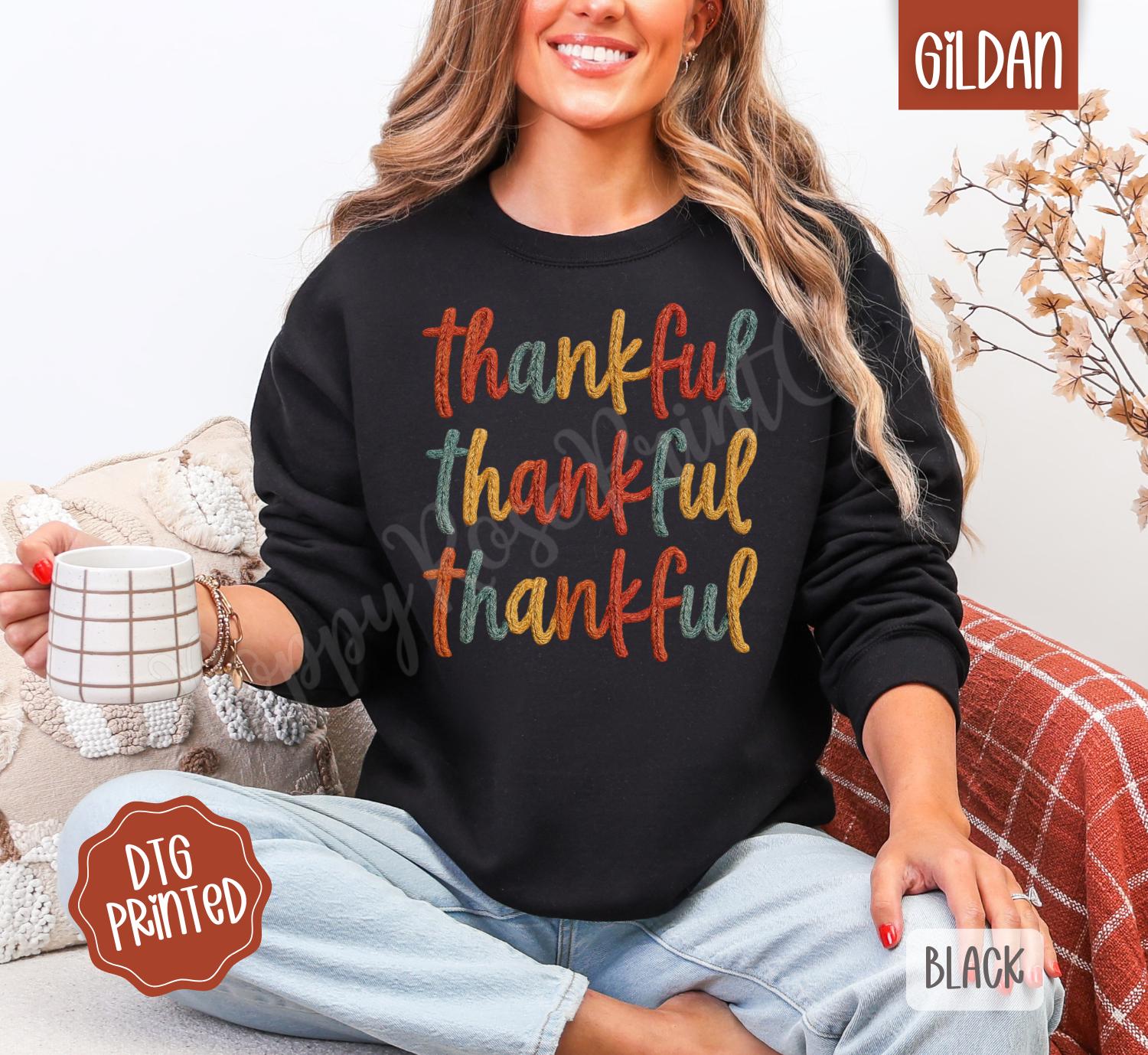 Faux Crochet Thankful Sweatshirt, Thankful Lover Sweater, Hello ...