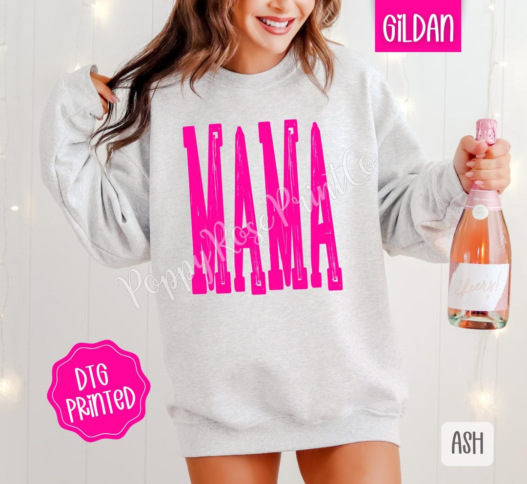 Hot Pink Mama Sweatshirt, Cute Mom Sweater, Trendy Pink Mama Crewneck ...