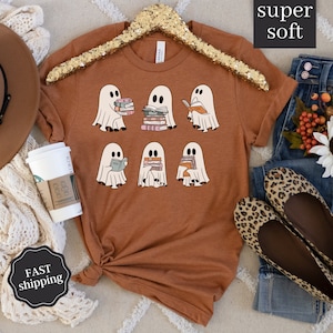 Ghost Reading Shirt, Teacher Halloween Shirt, Librarian Shirt, Book ...