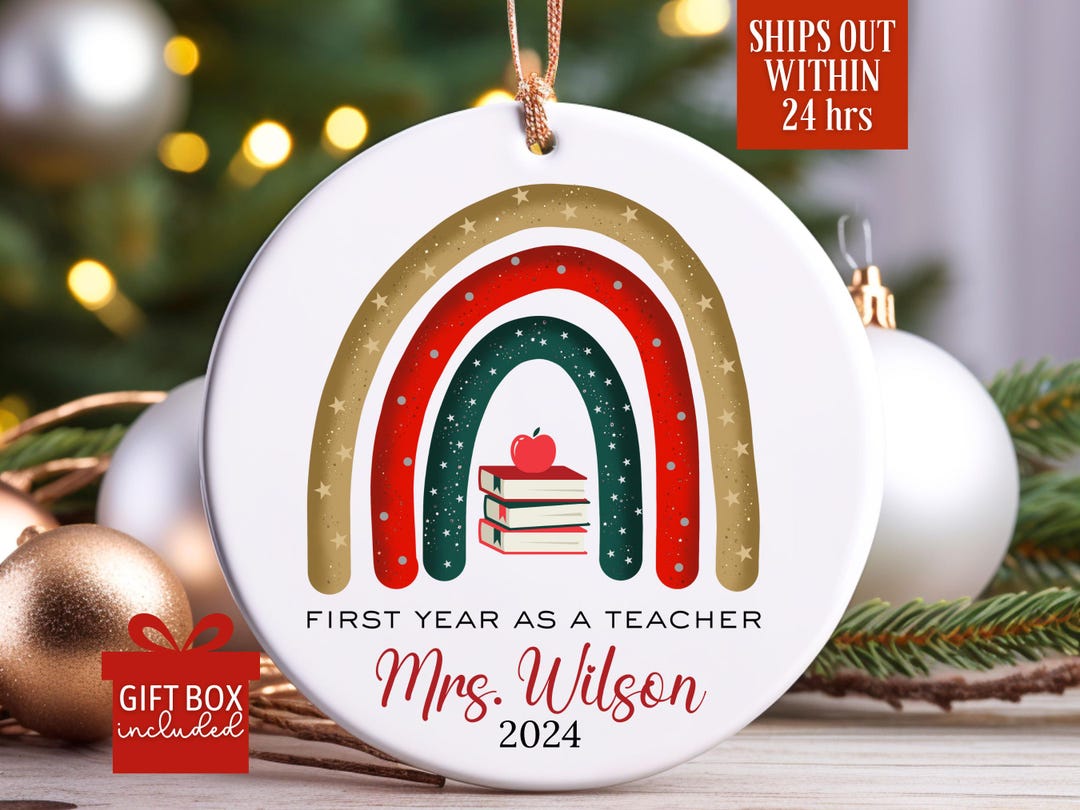 First Year as A Teacher Ornament, Personalized Teacher Ornament, New ...