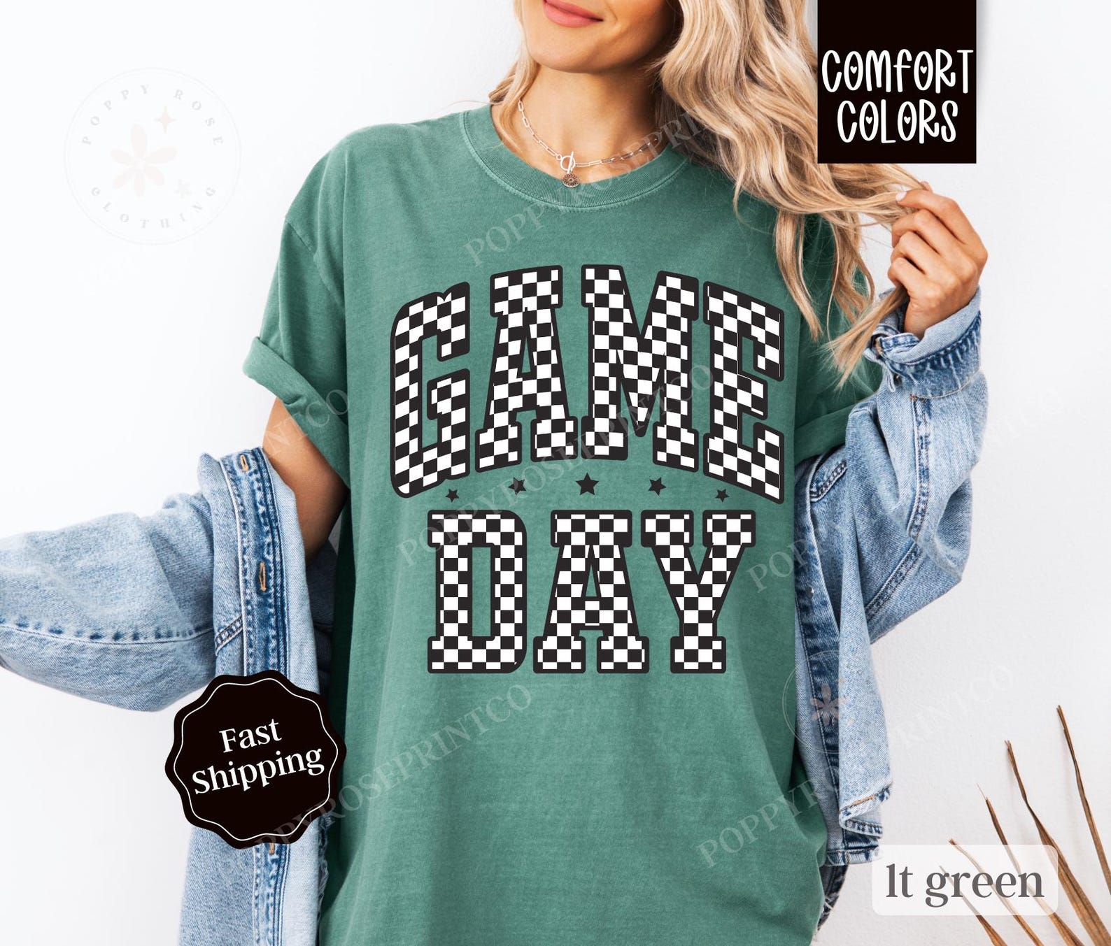 Game Day Checkered Shirt Comfort Colors, Retro Gameday Tshirt, Game Day ...