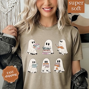 Ghost Reading Shirt, Teacher Halloween Shirt, Librarian Shirt, Book ...