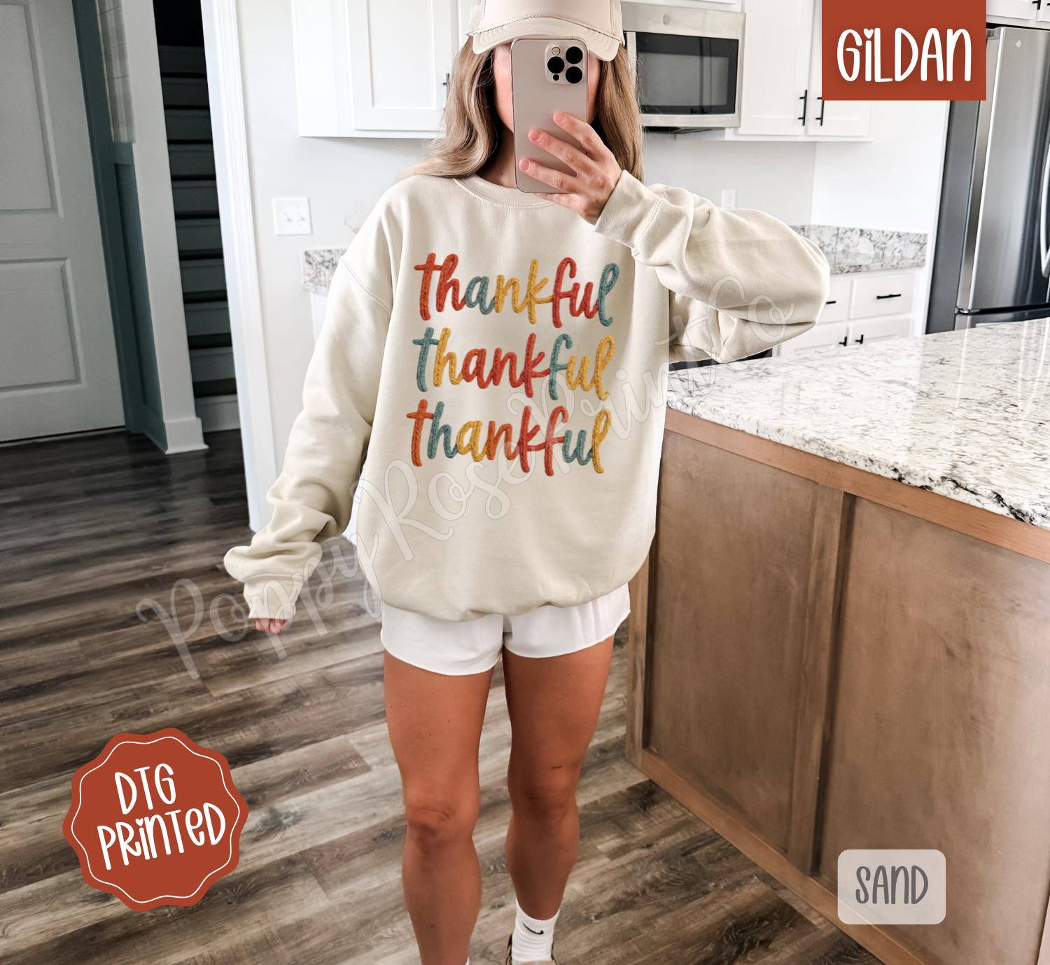 Faux Crochet Thankful Sweatshirt, Thankful Lover Sweater, Hello ...