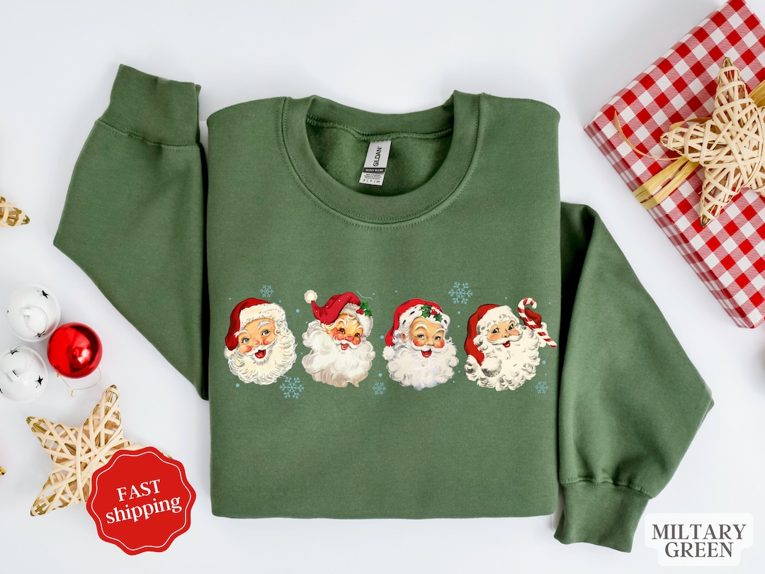 Retro Santa Sweatshirt, Vintage Santa Sweatshirt, Retro Christmas Santa ...