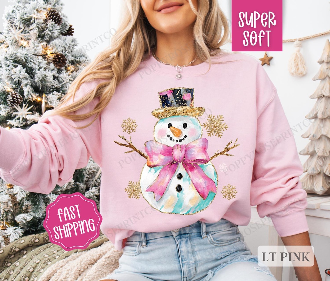 Snowman Sweatshirt, Cute Christmas Sweater, Women's Winter Holiday ...