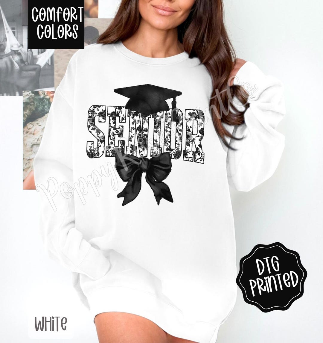 Black Senior Bow Comfort Colors Sweatshirt, Cute Graduation Sweater ...