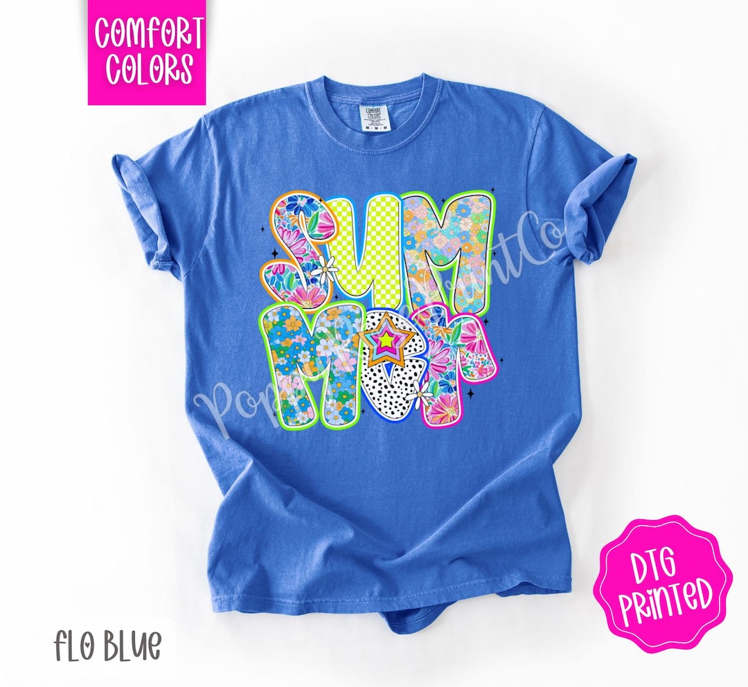 Neon Summer Comfort Colors Shirt, Cute Floral Tshirt, Trendy Beach Tee ...