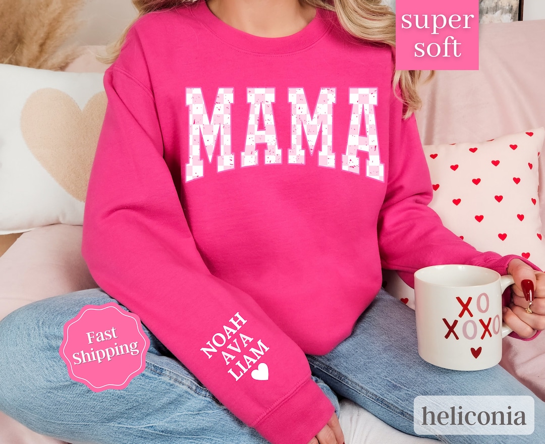 Mama Sweatshirt With Kids Names on Sleeve, Mother's Day Gift for Mom ...