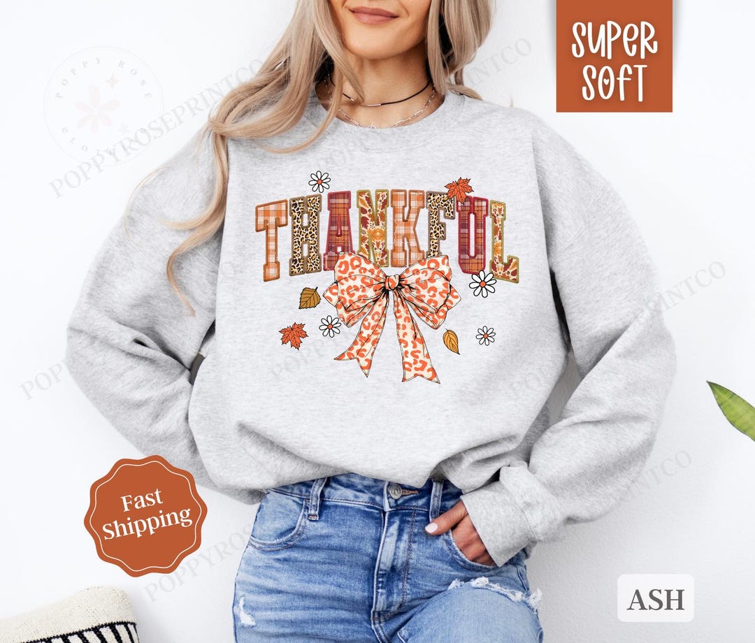 Thankful Sweatshirt, Thanksgiving Sweater, Pumpkin Season Sweater ...