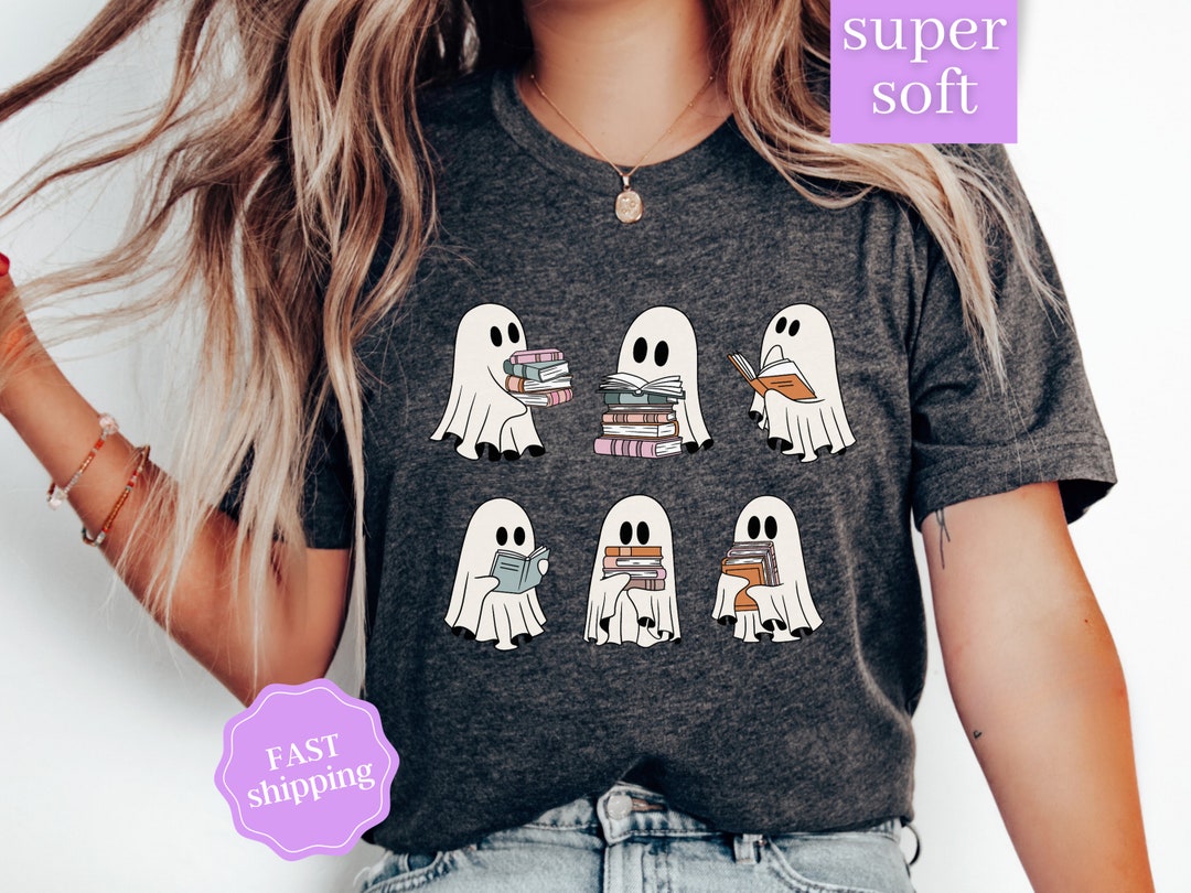 Ghost Reading Shirt, Teacher Halloween Shirt, Librarian Shirt, Book ...