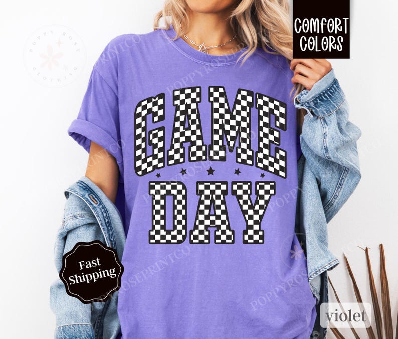 Game Day Checkered Shirt Comfort Colors, Retro Gameday Tshirt, Game Day ...