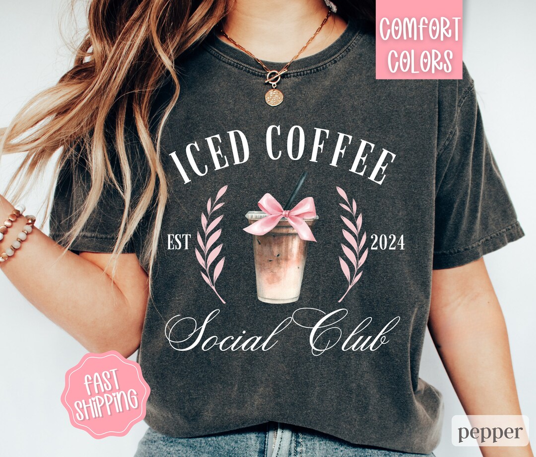 Iced Coffee Social Club Shirt, Coquette Coffee Shirt, Coquette Clothing ...