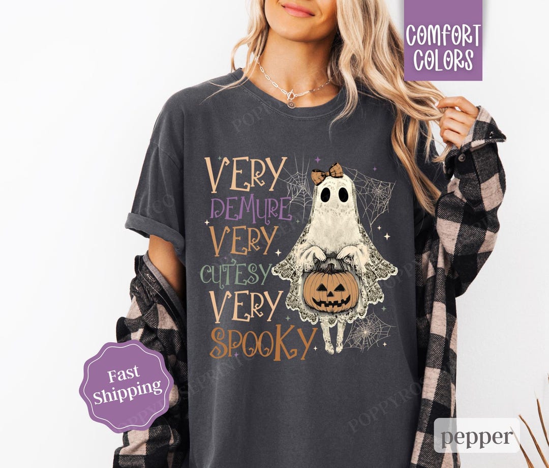 Very Demure Ghost Shirt Comfort Colors, Cute Halloween Shirt, Cute ...