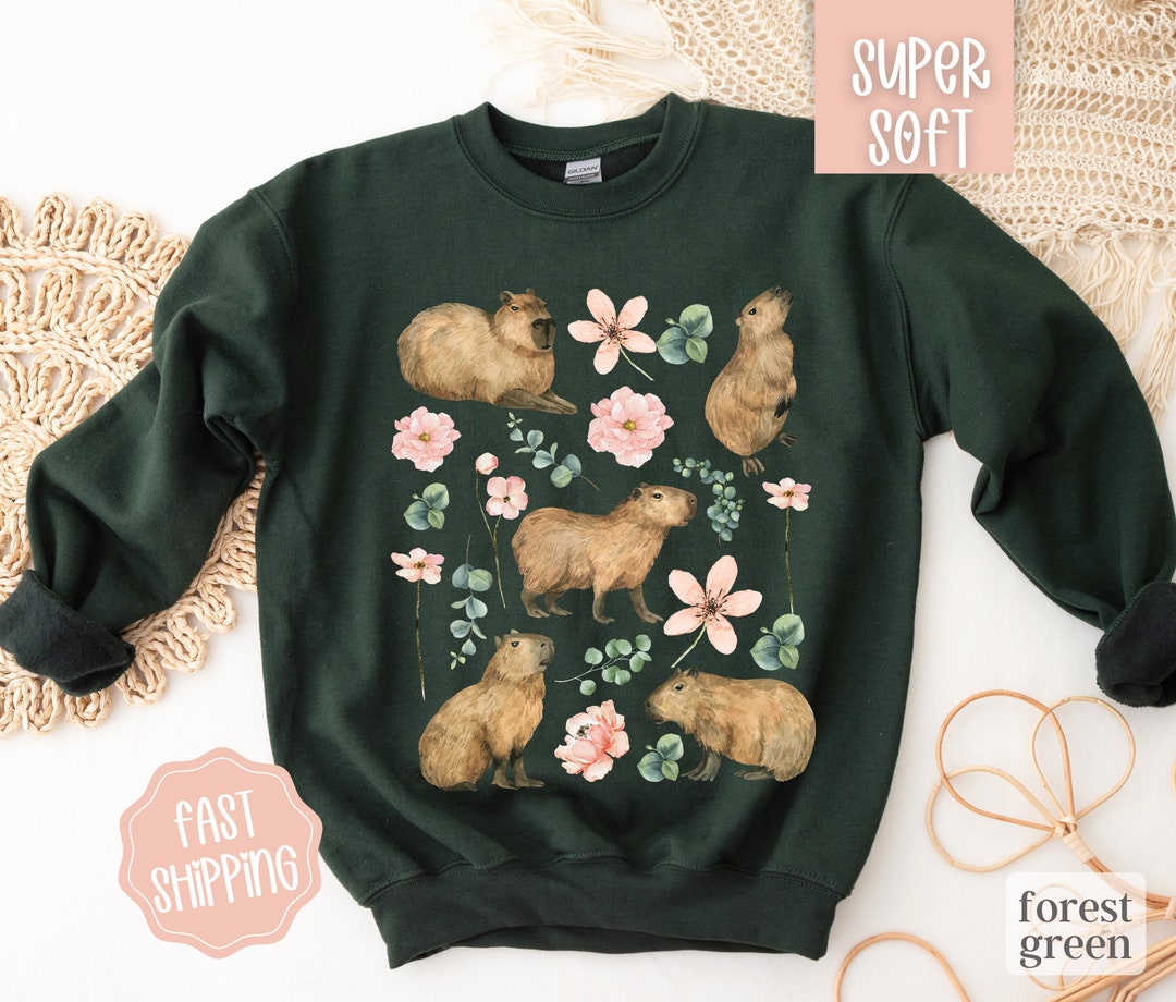 Cute Capybara Sweatshirt, Floral Capybara Sweater, Capybara Gifts - Etsy
